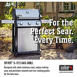 Weber 46502001 Spirit S-315 Gas Grill Liquid Propane Bundle with Generic Grill Cover Barbecue Waterproof Outdoor Protection and Aluminum Drip Pans Set of 3