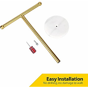 Pkfinrd Gold Hand Towel Holder Stand with Heavy Marble Base, T-Shape Towel Rack, Free-Standing for Bathroom Vanity Countertop, 304 Stainless Steel (Color : Gold)
