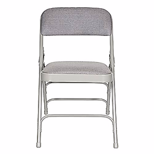 OEF Furnishings Premium Fabric Upholstered Steel Folding Chairs, 4 Pack, Grey