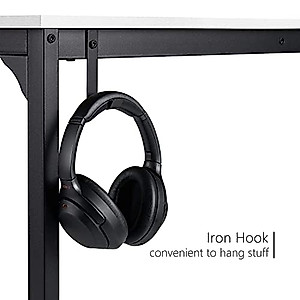 CubiCubi Computer Desk 63" Study Writing Table for Home Office, Modern Simple Style PC Desk, Black Metal Frame, White