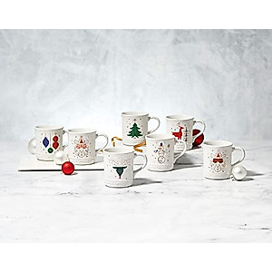 Le Creuset Stoneware Noel Collection Reindeer Face Mug, White w/Applique, 14 oz.