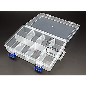 TOPINSTOCK Plastic Compartment Storage Box With Adjustable Divider Removable Grid Compartment for Jewelry Small Accessories Hardware Fitting (8 Grids-Large x 1 Pack)