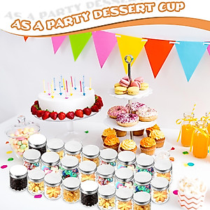 Thyle 100 Pcs Clear Plastic Jars with Lids, 4oz Refillable Containers for Cosmetics, Lotions, and Ointments, Empty Cosmetic Containers for Kitchen Household Storage (Silver)