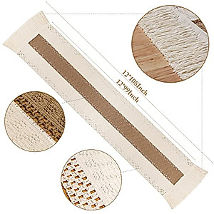 OurWarm Boho Table Runner Splicing Burlap Macrame Table Runner for Home Decor, Cream & Brown Farmhouse Table Runner with Tassels for Bohemian Rustic Wedding, Bridal Shower, Dinner (12x108 Inches)