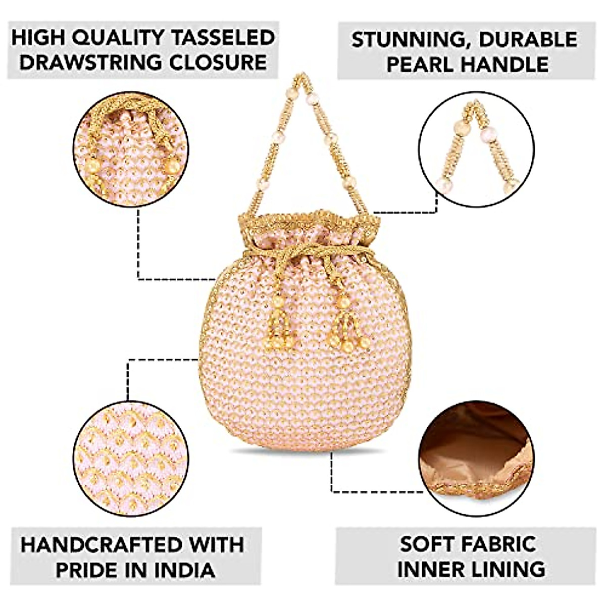 Aheli Indian Potli Bags for Women Evening Bag Clutch Ethnic Bride Purse with Drawstring (P30PCH)