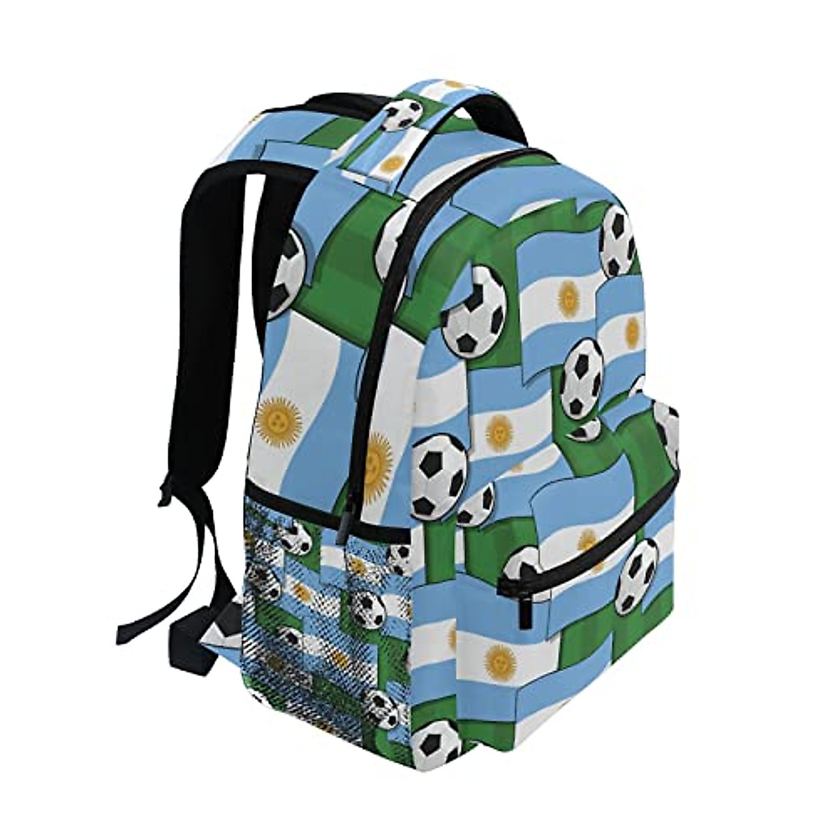 Krafig Argentina Flags and Soccer Balls Boys Girls Kids School Backpacks Bookbag, Elementary School Bag Travel Backpack Daypack