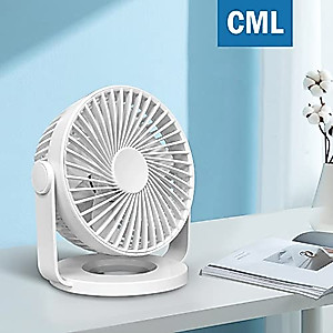CML USB Desk Fan, 5 Inch Mini Personal Fan with 4 Speeds Brushless Motor, 360° Rotate Quiet Portable Cooling Table Fan for Home, Office, Desktop, Camping, Travel, Dorm, White