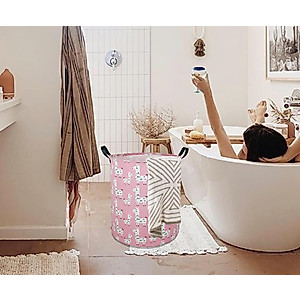 19.7" Round Canvas Large Clothes Basket Laundry Hamper with Handles,Waterproof Cotton Storage Organizer Perfect for Kids Boys Girls Toys Room, Bedroom, Nursery,Home,Gift Basket(alpaca)