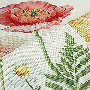 Bonhause Spring Floral Throw Pillow Covers 18x18 Set of 4 Garden Flower Butterfly Decorative Pillows Case Polyester Linen Cushion Covers for Couch Sofa Garden Patio Decor