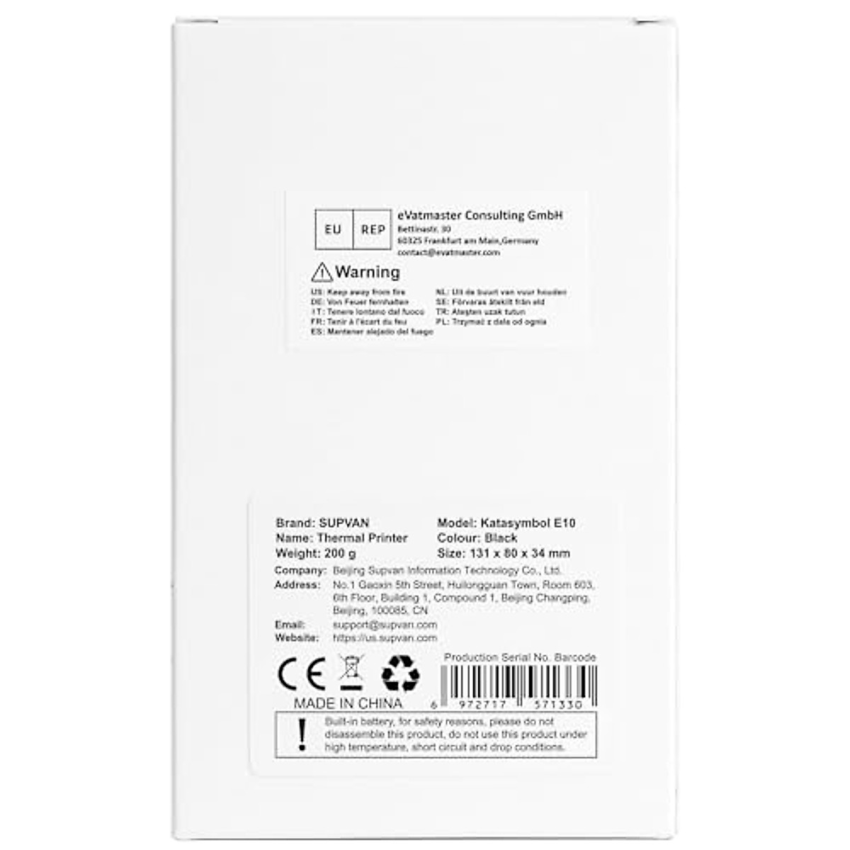 SUPVAN E10 Bluetooth Label Maker Machine with Tape, Continuous Waterproof Label, Versatile App with 35 Fonts and 1k+ Icons, Inkless Labeler for Home, Kitchen, School, Office Organization, Black