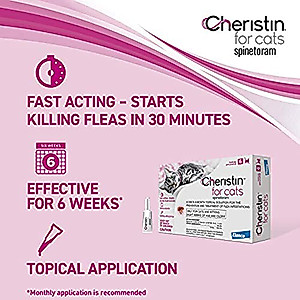 Cheristin for Cats Topical Flea Prevention – Starts Killing Fleas in 30 Minutes, 6 Dose