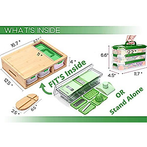 Smart Bamboo Cutting Board With Containers, Locking Lid, and Built-in GRATER. Easy To Clean Food Prep Station With Trays. Extra Large Smart Cutting Board Set with Stackable Containers For Easy Storage