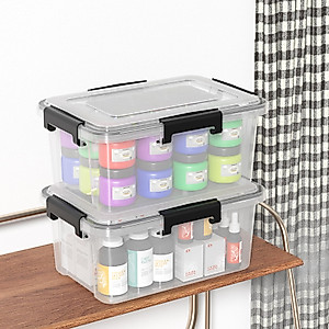 Nesmilers 10 Liter Plastic Storage Container with Seal Circle and Latches Lid, Clear Food Storage Boxes Set of 4