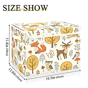 Storage Bins with Lids Foldable Storage Baskets Storage Cubes Collapsible Closet Organizer Containers with Cover Forest Animals for Home Office Organizer Closet, Shelves, Toy, Nursery