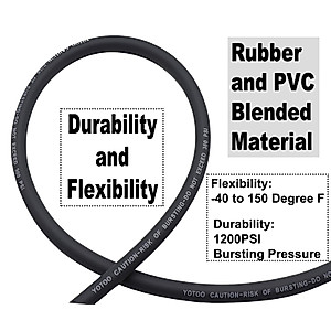 YOTOO Hybrid Air Hose 3/8-Inch by 50-Feet 300 PSI Heavy Duty, Lightweight, Kink Resistant, All-Weather Flexibility with 1/4-Inch Industrial Quick Coupler Fittings, Bend Restrictors, Gray
