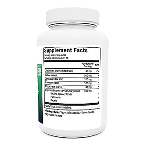 Dr. Berg Gallbladder Formula Extra Strength - Made w/Purified Bile Salts & Digestive Enzymes - includes Carefully Selected Digestive Herbs - Full 45 Day Supply - 90 Capsules