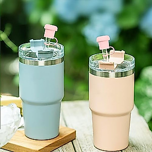 6 PCS Straw Covers Compatible with Stanley Tumbler Cups All OZ, Silicone Drinking Straw Cover Cap for Stanley Cup Accessories, Reusable Straw Protector for 6-10 mm Straw, Dust Proof Straw Topper