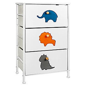 FRAPOW Kids Dresser with 3 Drawers, Baby Child Boys Girls Storage Organizer Dresser with Wood Top Metal Frame for Living Room Bedroom Hallway