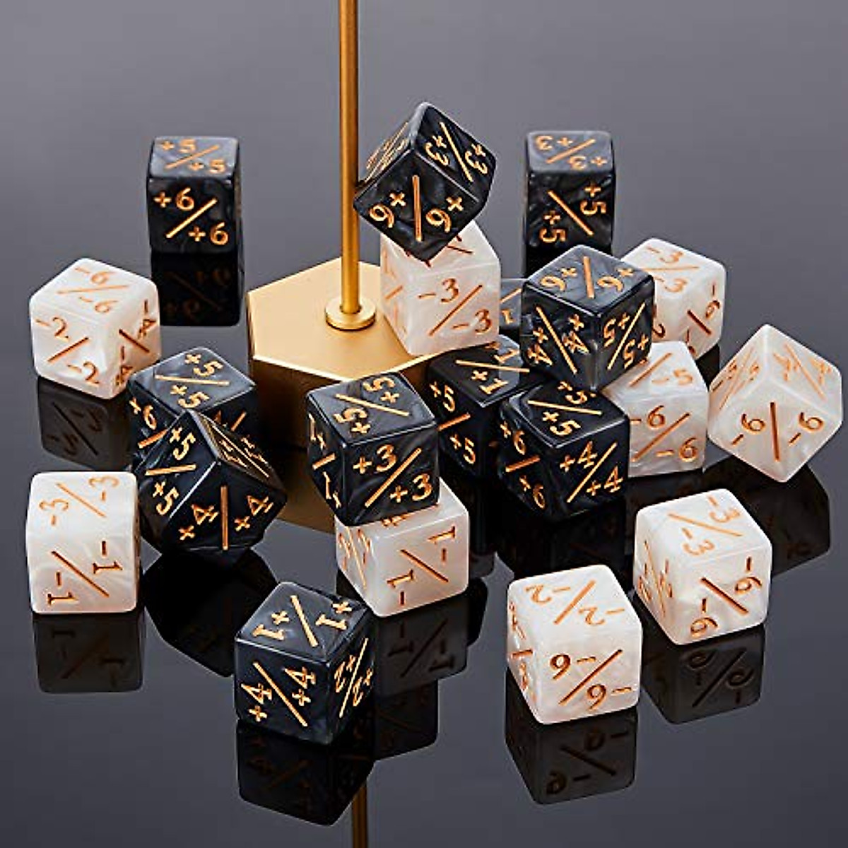 24 Pieces Dice Counters Token Dice Loyalty Dice Marble D6 Dice Cube Compatible with MTG, CCG, Card Gaming Accessory