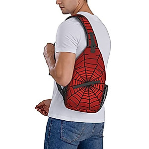 Red Spider Web Sling Bag Crossbody Travel Hiking Backpack Daypack for Women Men Unisex，Shoulder Chest Bags Cycling Gym One Size