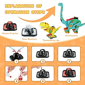 4 Pack STEM Kits, Dinosaur Toys for Kids 8-12, 3D Wooden Puzzle Model Robot Kit with Volcano Science Kit STEM Project Children's Educational Experiment DIY Boys Girls 3D Wooden Puzzle Gifts