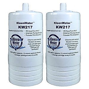 KleenWater KW217 Water Filter Compatible With Aqua-Pure AP217, Carbon Replacement Cartridge, Set of 2