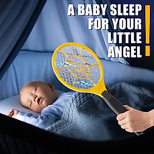 4 Pcs 17.3" Bug Zapper Electric Fly Mosquito Swatter Racket 1500 Volts Electronic Swatter Handheld Fly Killer Tennis Mosquito Bat Racket for Outdoor Indoor Camping Insect Fruit Fly Control