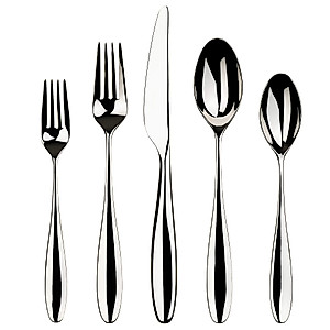 Gourmet Settings 20-Piece Silverware Willow Collection Polished Stainless Steel Flatware Sets-Service for 4-Kitchen Cutlery Utensils Knife/Fork/Spoons, Dishwasher Safe, SILVER
