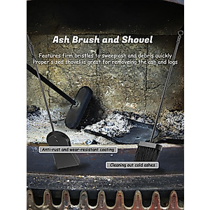 Lichamp Gothic Fireplace Tools Set, 5-Pieces Indoor Outdoor Sturdy Fire Place Poker Sets with Gothic Handle, FTS35BK