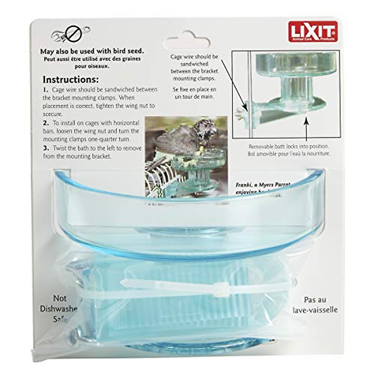 Lixit Quick Lock Bird Cage Bath for Lovebirds, Canaries, Finches, Parakeets, and Cockatiels and Other Small to Medium Feathered Friends (Pack of 2)