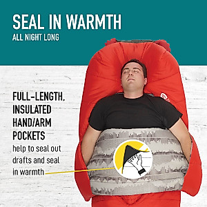 Sierra Designs Frontcountry Bed: Zipperless 20 Degree Synthetic Sleeping Bag, Long Red/Black