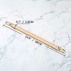 TOURDREAM Vachetta Leather Purse Strap Replacement for LV Neonoe Bucket Bag Top Handle Black Short Leather Strap Luxury (Vachetta, 14.5 Inches)