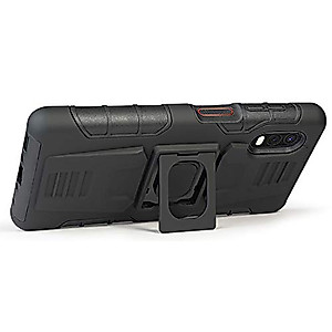 Case and Clip for Galaxy XCover Pro, Nakedcellphone [Black] Rugged Ring Grip Cover with Stand [Built-in Mounting Plate] and [Belt Hip Holster] for Samsung Galaxy XCover Pro Phone (SM-G715)