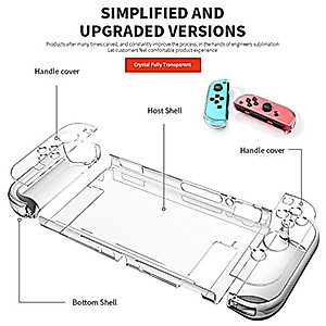 Dockable Clear Case for Nintendo Switch, VANJUNN 3 in 1 Protective Case Cover for Nintendo Switch and Joy-Con Controller with Clear Grip Cover Shock-Absorption and Anti-Scratch Design(Crystal Clear)