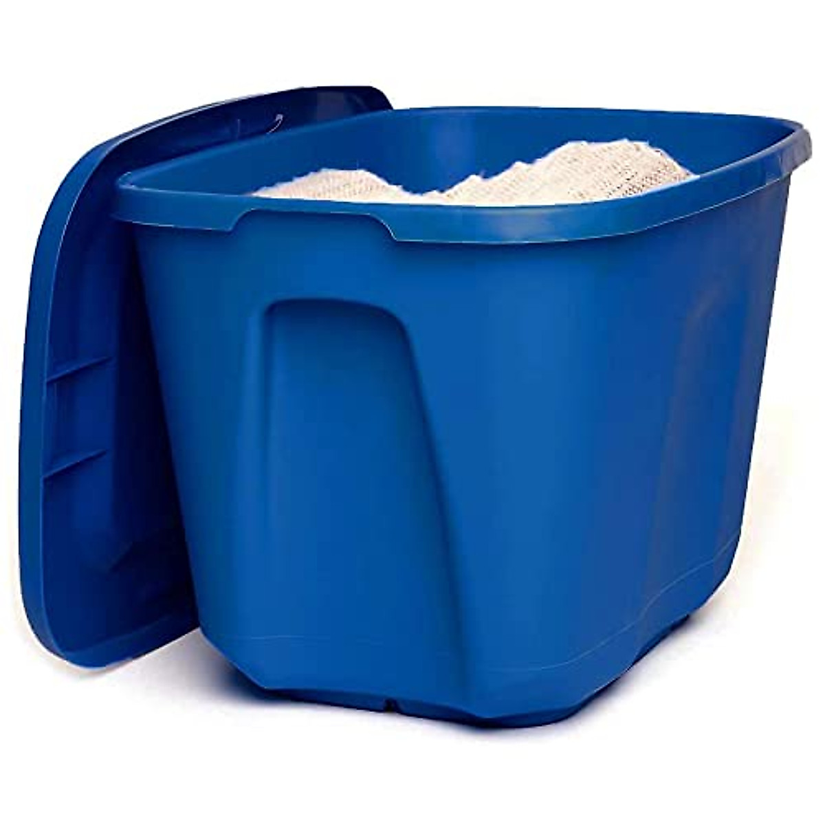 HOMZ 6610DWBLDC.05 Plastic Storage Tote with Lid, 10 Gallon, Blue, Stackable, 5-Pack