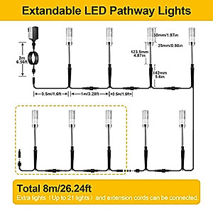 ALOVECO LED Path Lights Outdoor 6 Pack Extendable LED Garden Pathway Lights Acrylic Bubble Waterproof Low Voltage Landscape Lighting for Patio Lawn Yard Driveway Walkway 570lm, 2700K Warm White