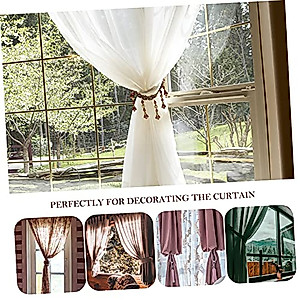 RUNROTOO 2pcs Braided Curtain Ties Outdoor Decoration Crystal Holder Magnetic Ties Curtain Holder Rope Curtain Tiebacks Handmade Holdbacks Shower Curtain Tie Backs Curtain Accessory Bohemia