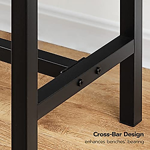 HOOBRO Dining Benches, Pair of 2 Kitchen Benches, Industrial Table Benches, Wooden Indoor Benches, Durable and Stable, for Dining Room, Kitchen, Living Room, Bedroom, Rustic Brown BF02CD01