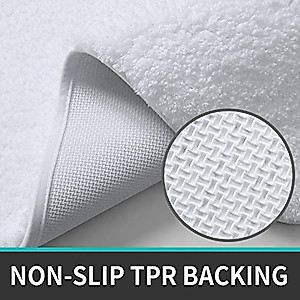 DEXI Bathroom Rug Mat, Extra Soft and Absorbent Bath Rugs, Washable Non-Slip Carpet Mat for Bathroom Floor, Tub, Shower Room (24"x16", White)