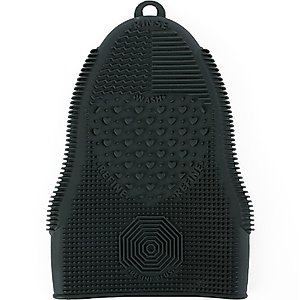 ScivoKaval Makeup Brush Cleaner Mat Mitt Glove Silicone Cosmetic Cleaning Scrubber Tool for Face Brushes and Eye Brush Washing Pad Black