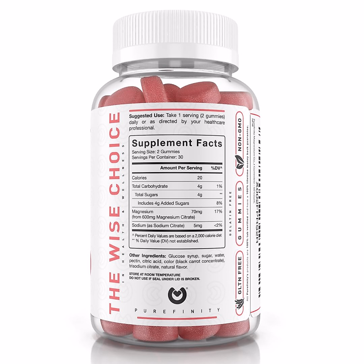 Magnesium Citrate Gummies 600 mg for Adults – High Absorption Supplement for Cramps, Muscle Recovery, Sleep, Bone, and Energy Support – Non-GMO, Allergen Free – 60 Vegan Gummies