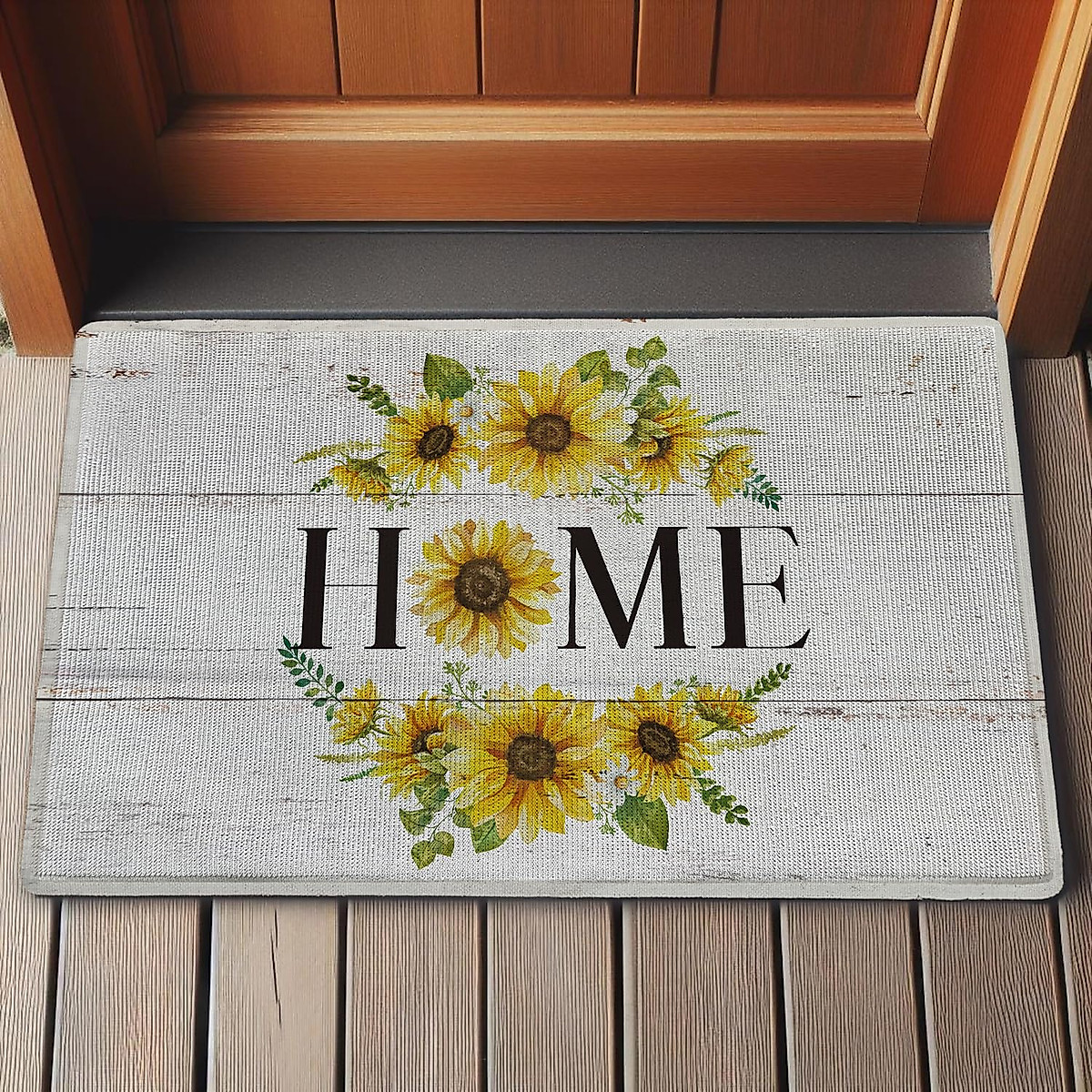 Bnwepo Welcome Mats, Door Mat Outsude Entrance, Sunflower Welcome to Home Front for Home Entrance Outside Farmhouse Front Door Porch Outdoor Indoor 17 x 30 Inch