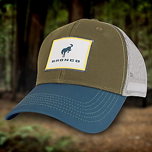 Ford Bronco Snapback Hat with Patch Logo, Olive/Teal