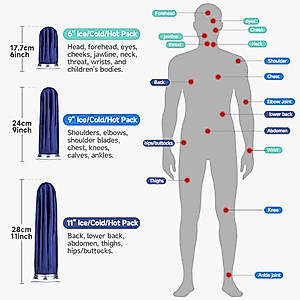 BICAREE Ice Pack for Injuries Reusable, Ice Bags Hot Water Bag for Hot & Cold Therapy and Pain Relief with Cover, No-Leak Elastic Breathable Ice Bag, Size 9"