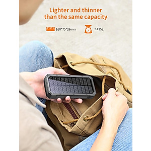 Abnoys Power-Bank-Solar-Charger - 30000mAh Solar Power Bank, PD 20W Fast Charger,Drop-Proof Waterproof Dustproof Built-in LED Flashlight for iPhone, Tablet, Samsung and More USB Device (Black)