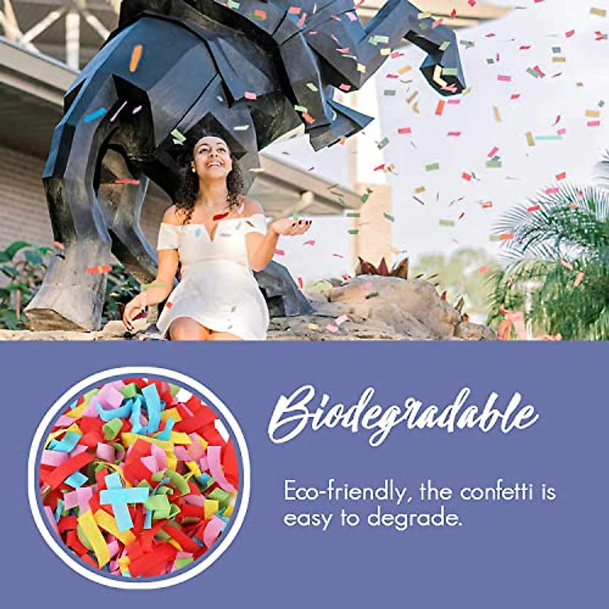 Battife 10Pack Confetti Wands, Colorful Confetti Shoot Poppers, Tissue Paper Confetti Flick Flutter Sticks for Wedding Celebrations, Anniversary, Birthday Parties, Multi-color 7.8 inch