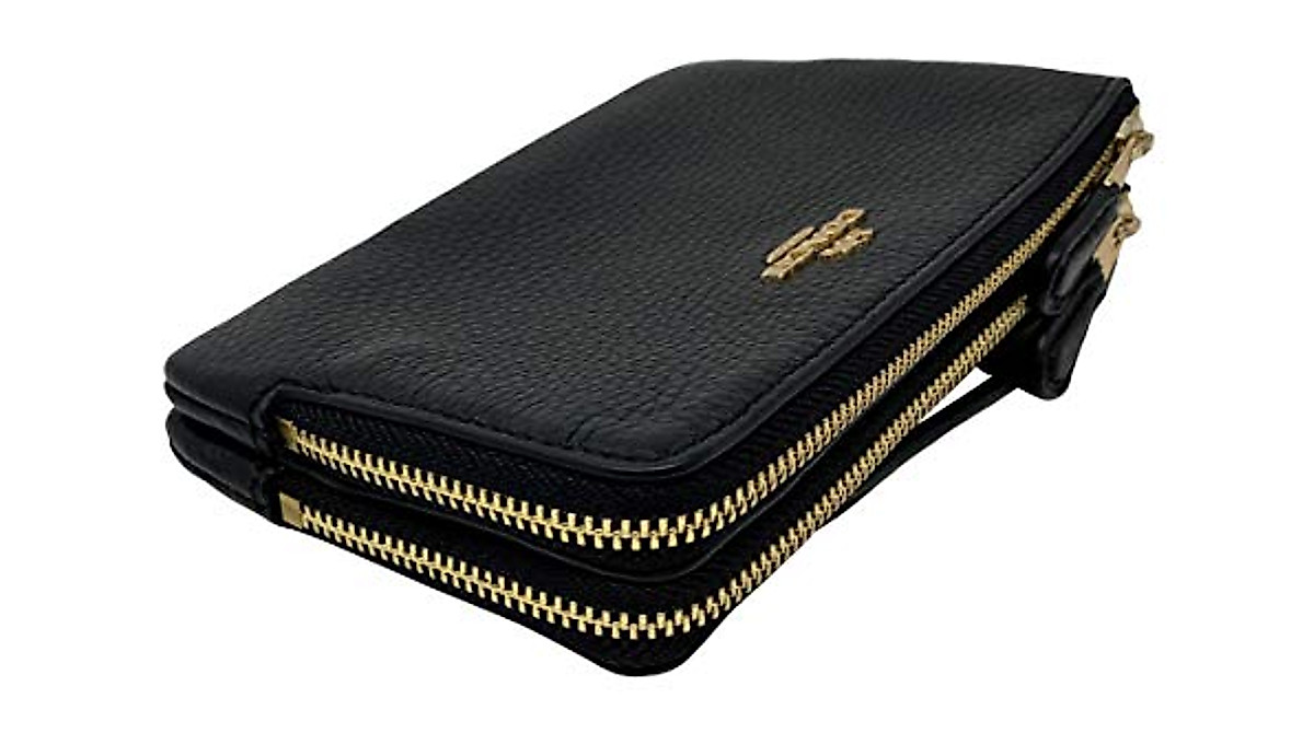 Coach Black Pebbled Leather Double Zip Wristlet - Style 6649