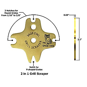 BBQ Grill Cleaner for Hot Grates - for Grill Experts - Brass No Bristle Grill Scraper with a 17" Long Handle, Safe for Porcelain and Teflon-Coated Grills - BBQ Stocking Stuffers for Cooks
