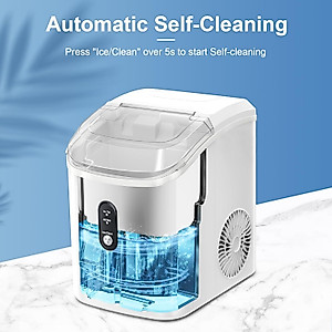 LHRIVER Nugget Ice Maker Coutertop, Pebble Ice Maker Machine with One-Click Operation, Self-Cleaning Ice Machine Maker with Chewable Ice, 33Lbs/Day, Portable Ice Makers for Home, Party, Office, White