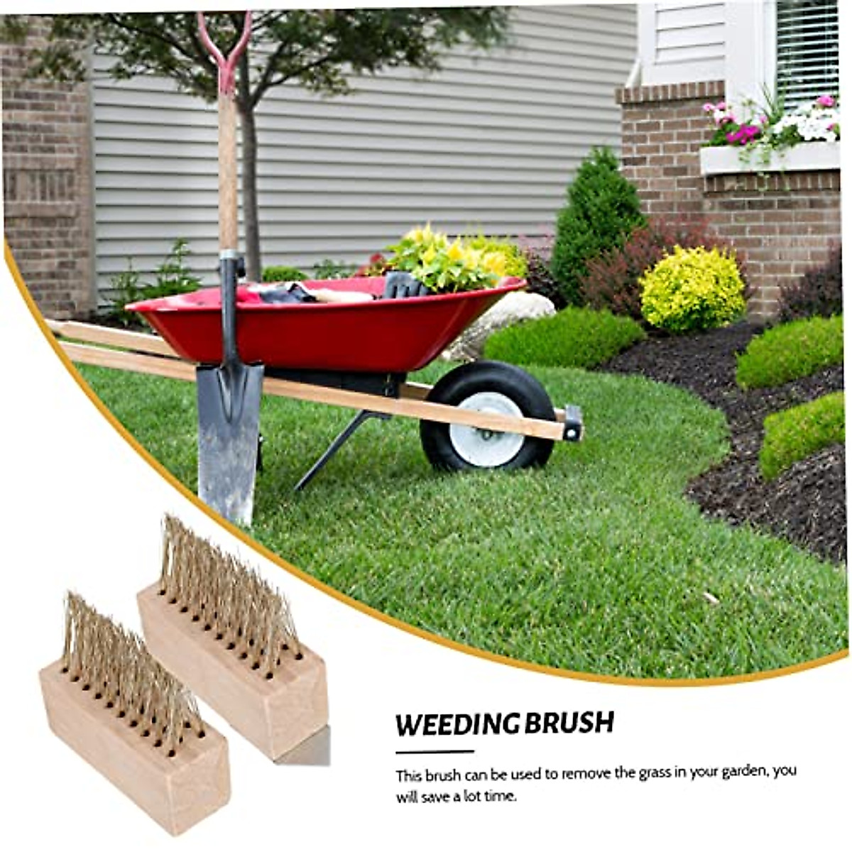 Yardenfun 2pcs Wire Weeding Brush Tile Tools Cleaning Brushes Tile Scrubber Carpet Cleaning Brush Floor Scrub Brush Garden Wire Brush Wooden Handle Brush Weeding Brush Garden Cleaning Supply